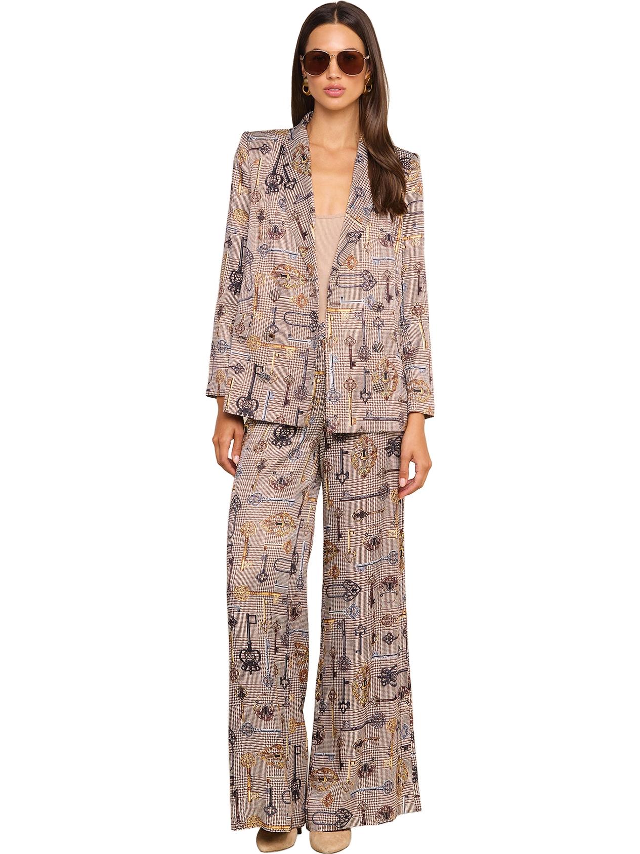 L'AGENCE L'AGENCE Pilar Wide-Leg Pants in Houndstooth Key Print